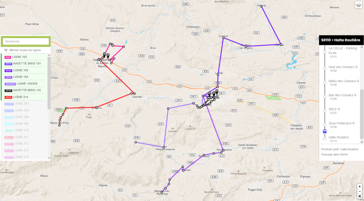 Information réseau en temps réel - Provence verte